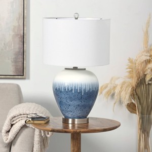 25"x14" Glass Colorblock Abstract Drip Accent Lamp With Cream Accent ...