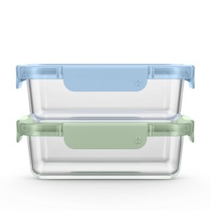 Ello 2pk 3.4c Color Lock rectangle Glass Food Storage Container Set ...