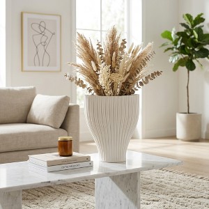 Sculptural Fluted Stoneware Porcelain 3D Print Flower Vase for Home ...
