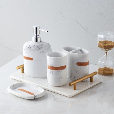 Sweet Home Collection - Marble Plaza Bath Accessory Collection, 4 Piece ...