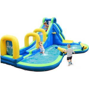 Gymax Inflatable Kids Water Slide & Bounce House Castle w/ Splash Pool ...