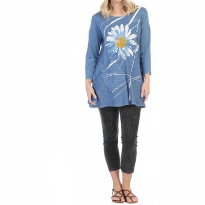 Women's Chit Chat Mineral Washed Cotton Top with Linen Contrast - Jess ...