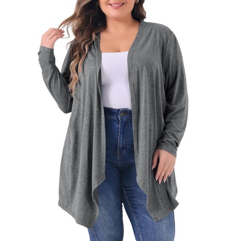 Agnes Orinda Women's Plus Size Long Sleeve Open Front Lightweight High Low Hem Draped Cover ...