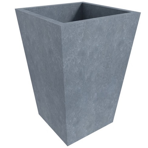 Leisuremod Tapered Square Planter Pot In Fiberstone With Drainage Holes ...