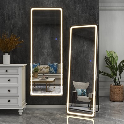 Vynxaria Aluminum Alloy Rounded Rectangular White Full-length Mirror ...