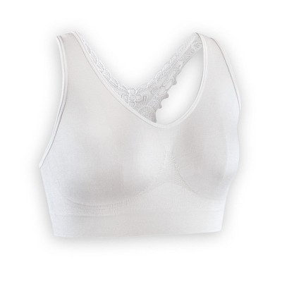 Collections Etc Seamless Lace Butterfly Racerback Bra X-large White ...