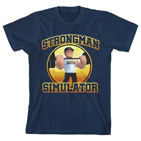 Strongman Simulator Character Lifting Weights Crew Neck Short Sleeve ...