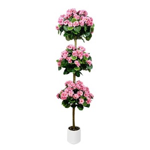 Lifelike UV Resistant Artificial White Geranium Tree – Tall 3‑Ball Faux ...