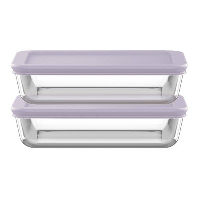 Pyrex® Simply Store® Tint 4pc Lidded Rectangle Storage Set Blue: Glass ...