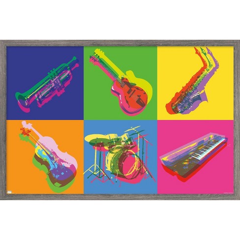 Trends International Jazz - Pop Art Instruments Framed Wall Poster ...