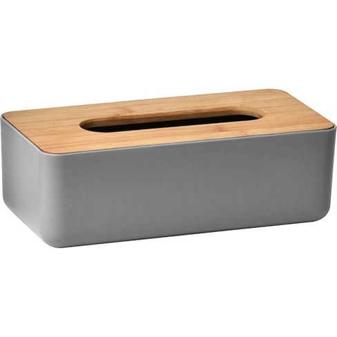 Evideco French Home Goods Gray Tissue Box Cover Padang With Bamboo Top ...