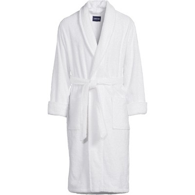 Lands' End Men's Big Calf Length Turkish Terry Robe - 2x Big - White ...
