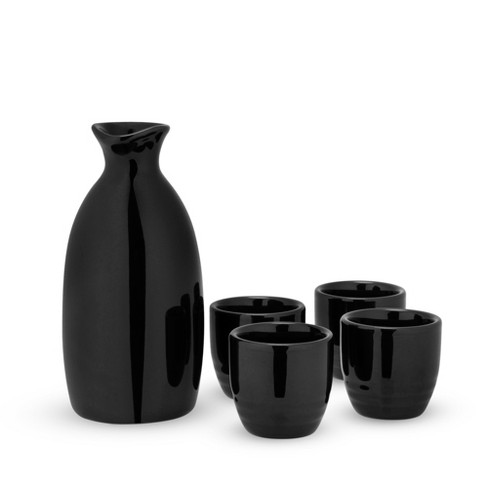 True Moga Porcelain Sake Pitcher And Tumblers - Traditional Japanese ...