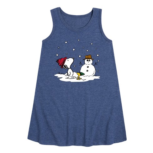 Peanuts Snoopy Woodstock Snowman - Heather Navy - 6t : Target