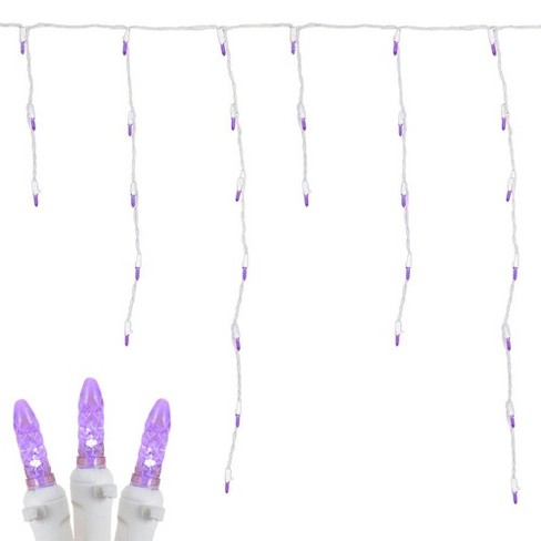 Novelty Lights Purple M5 Led Icicle Lights On White Wire 150 Bulbs : Target