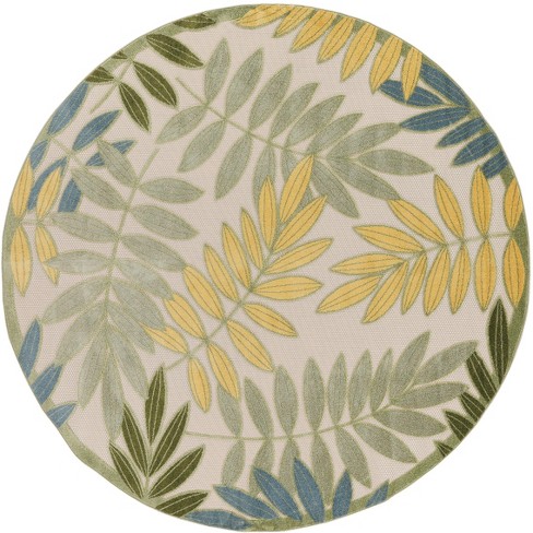 Nourison Aloha Floral Leaf Flatweave High-low Indoor Outdoor Round Rug ...