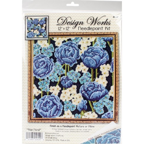 Design Works Needlepoint Kit 12"x12"-blue Roses-stitched In Yarn : Target