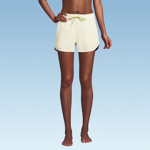 Lands' End Women's 3" Packable Cover-up Swim Shorts - 10 - Egret White ...
