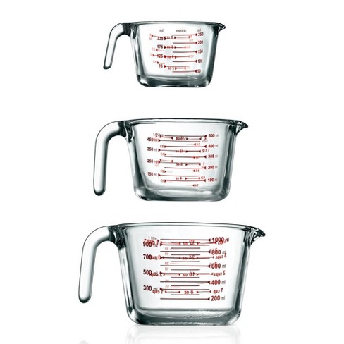 Nutrichef 3pc Premium Glass Measuring Cup Set With Easy-grip Handles ...