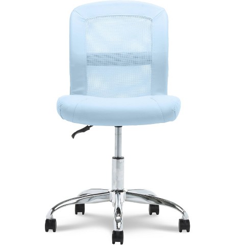 Essentials Computer Chair Blue Sky - Serta: Armless, Adjustable, Faux ...