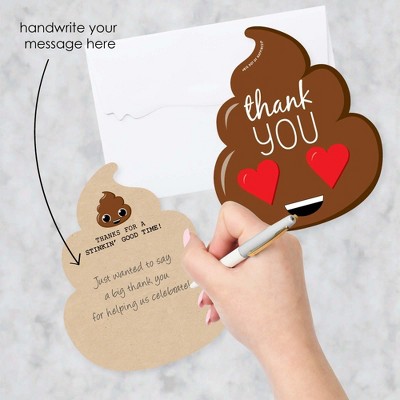 Big Dot Of Happiness Party 'til You're Pooped - Shaped Thank You Cards ...