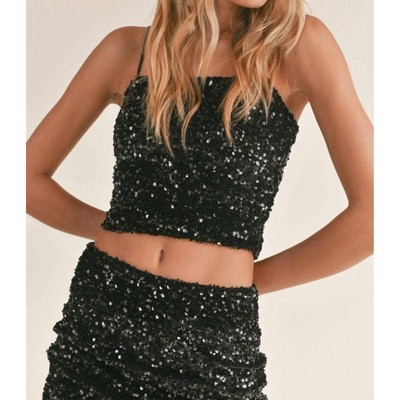 Women's Illuminate Sequined Crop Top - Sadie & Sage S : Target