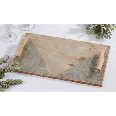 Saro Lifestyle Wood Handles Slate Tray : Target