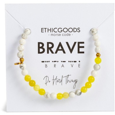 Morse Code Bracelet Extended 8mm: Brave | Tan Picture Jasper & Howlite ...