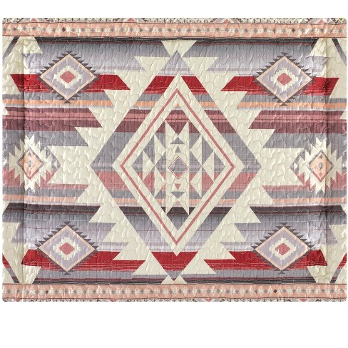 Collections Etc Cozy Muted Southwest Design Pillow Sham Sham Burgundy ...