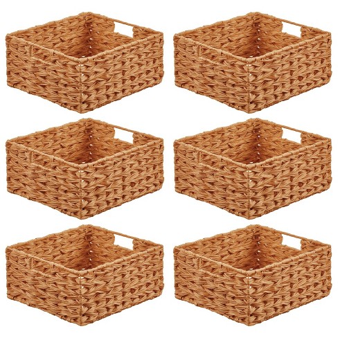 Mdesign Woven Farmhouse Kitchen Pantry Food Storage Basket Box, 6 Pack ...