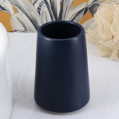 Evideco French Home Goods Navy Blue Stoneware Tumbler / Toothbrush ...