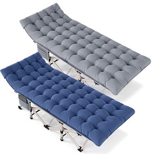Folding Camping Cot with Mattress, Heavy Duty 600 lb Steel Frame, 2 ...