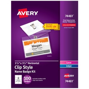 Avery Customizable Name Badges, Clip Style, 2.25" x 3.5", Clear Name ...