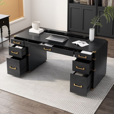 Nicbex Home Office Desks Executive Desk With Storage Work Desk With 7 ...