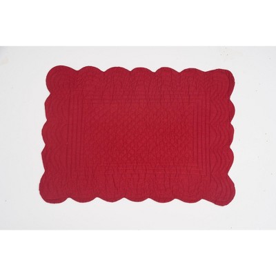 C&f Home 13" X 19" Red Quilted Scalloped Edge Dining Tabletop Placemats ...