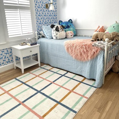 5'x7' Area Kids' Rug Window Pane Low Pile Plush - Pillowfort™ : Target