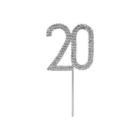 O'creme Rhinestone Silver-colored Number-20 Cake Topper 2 Inch : Target