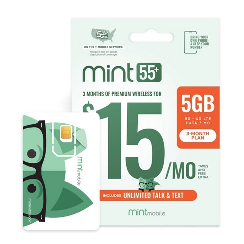 Mint Mobile 55+ 3 Month 5gb Sim Kit : Target