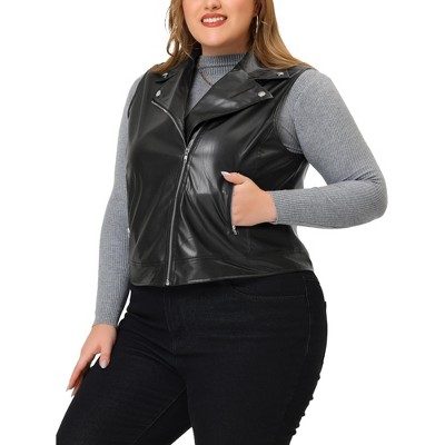 Agnes Orinda Women's Plus Size Leather Motorcycle Zip-up Riding Biker ...