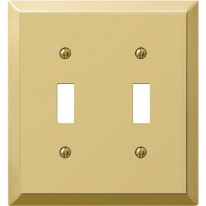 Amerelle 2-Gang Stamped Steel Toggle Switch Wall Plate, Polished Brass ...