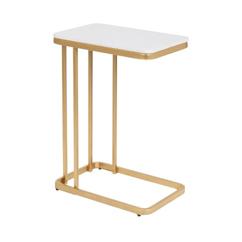 Kate And Laurel Credele Rectangle Metal C Table, 12x19x27, White And ...
