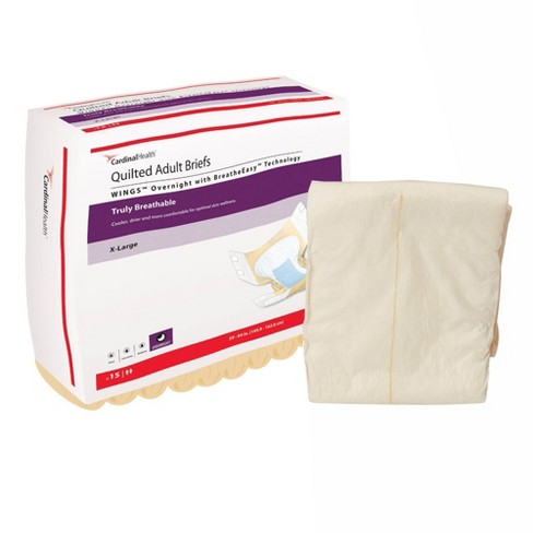 Cardinal Health Wings Incontinence Briefs, Quilted, Heavy Absorbency ...