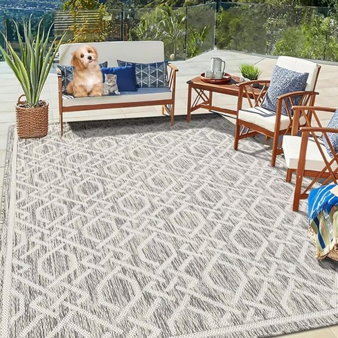 Outdoor Rug Modern Geometric Indoor Outdoor Area Rug Easy Cleaning For ...