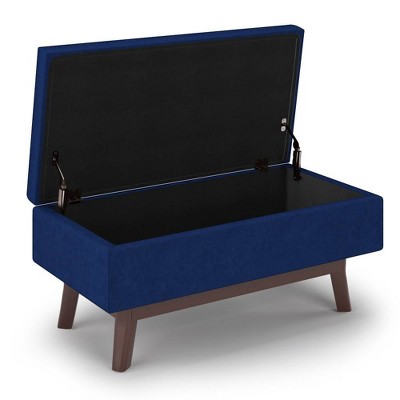 Velvet Upholstered Storage Stool With Natural Legs Blue - Glitzhome ...