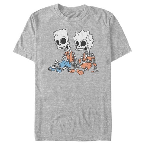 Men's The Simpsons Skeleton Bart And Lisa T-shirt - Athletic Heather ...