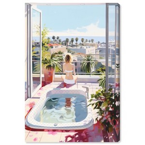 Art Remedy Jacuzzi Mornings, Vintage Tropical Bathroom Wall Art Print ...