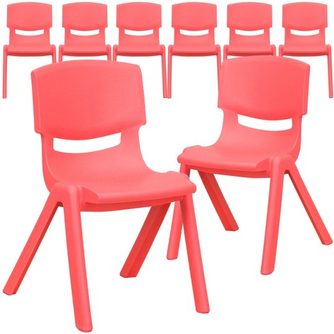 Flash Furniture Whitney 8 Pack Red Plastic Stackable School Chair With ...