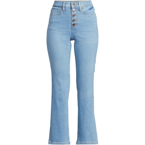Lands' End Women's Recover High Rise Button Front Kick Flare Crop Jeans ...