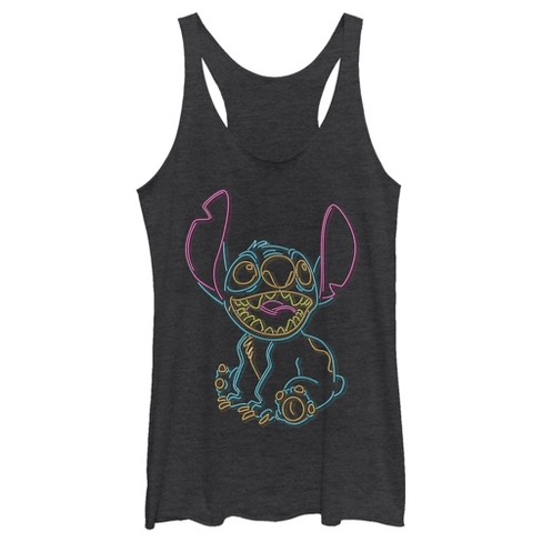 Women's Lilo & Stitch Bright Neon Outline Racerback Tank Top : Target