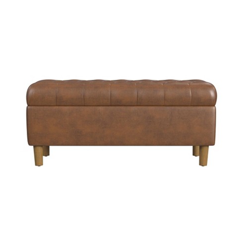 Button Tufted Storage Bench With Cone Wood Legs - Homepop : Target